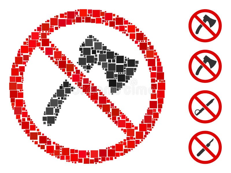 Square No Axe Icon Vector Collage Stock Vector - Illustration of ...