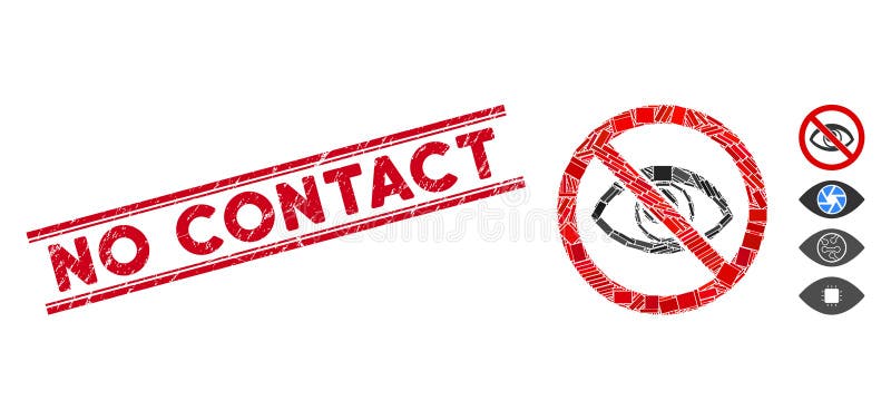 No Eye Mosaic and Distress No Contact Stamp Seal with Lines Stock ...