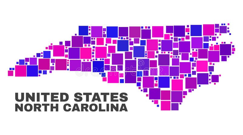 Mosaic North Carolina State Map of Square Elements Stock Vector ...