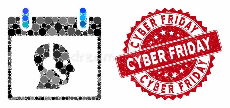 Mosaic Operator Calendar Day with Textured Cyber Friday Seal Stock ...