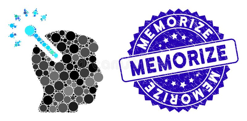 Mosaic Optical Neural Interface Icon with Grunge Memorize Seal Stock ...