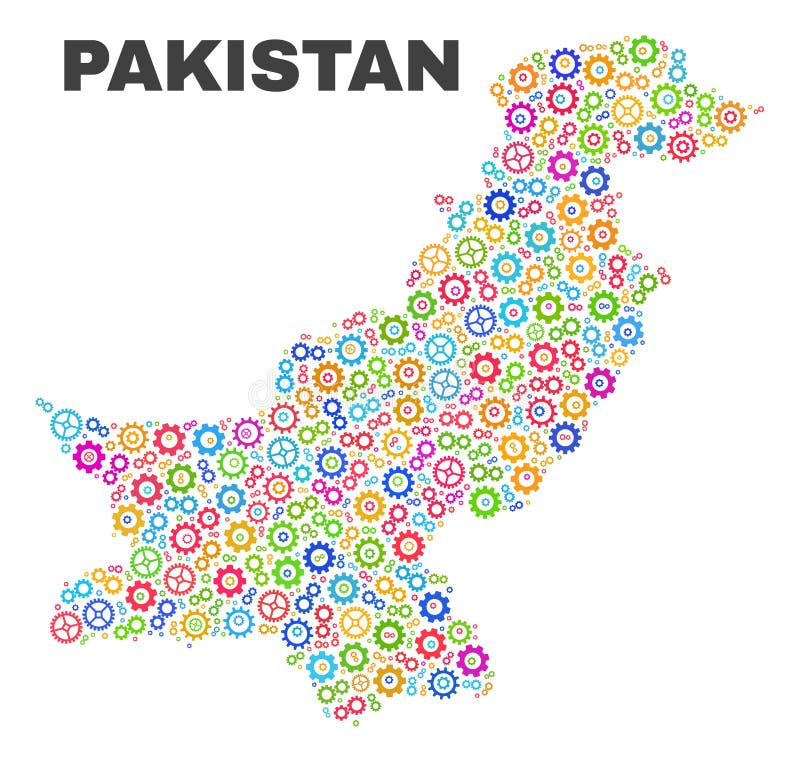 Mosaic Pakistan Map of Cogwheel Elements Stock Vector - Illustration of ...