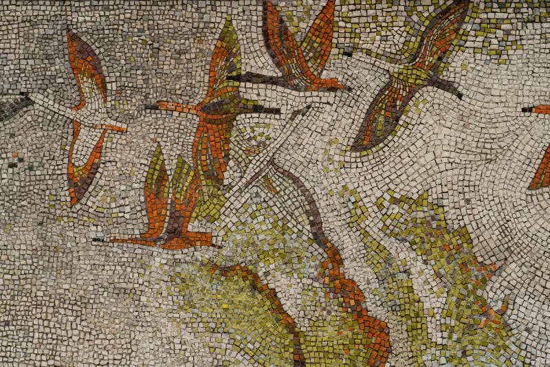 Mosaic Panel with Flying Birds Stock Image - Image of depicting, color ...