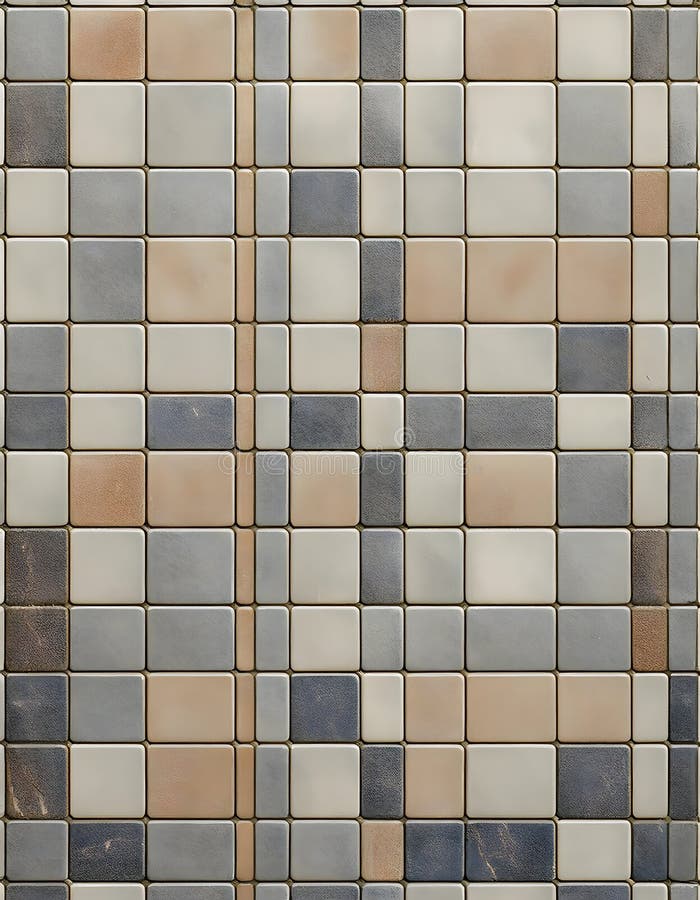 A Mosaic Pattern of Square Tiles in Various Shades of Gray, Brown, and ...