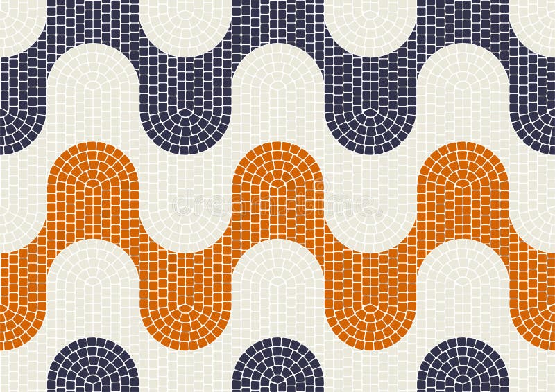 Mosaic Paving Tile with Seamless Wavy Pattern, Waves Tessellation in ...