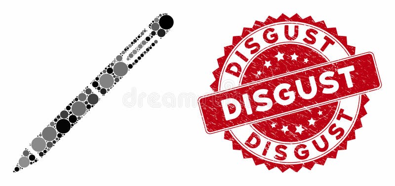 Collage Pen with Textured Disgust Stamp Stock Illustration ...