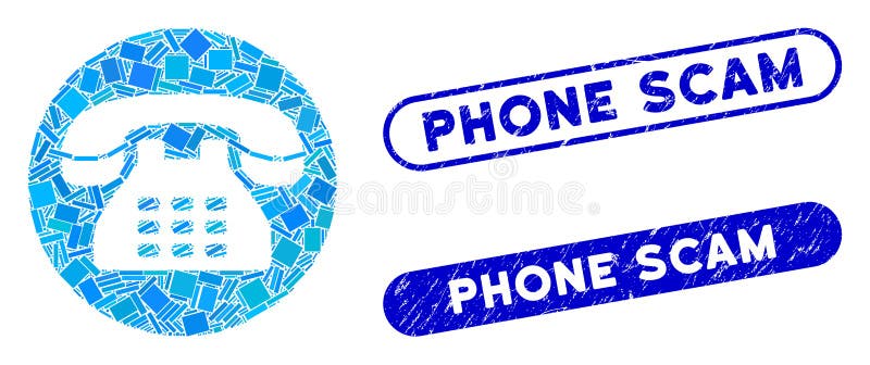 Rectangle Mosaic Phone Number with Scratched Phone Scam Stamps Stock ...