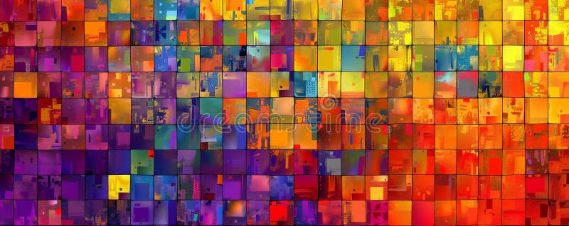 A Mosaic Pixel Background with Bright, Primary Colors Arranged in a ...