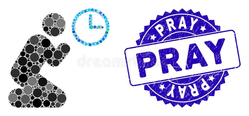 Mosaic Pray Time Icon with Textured Pray Seal Stock Vector ...