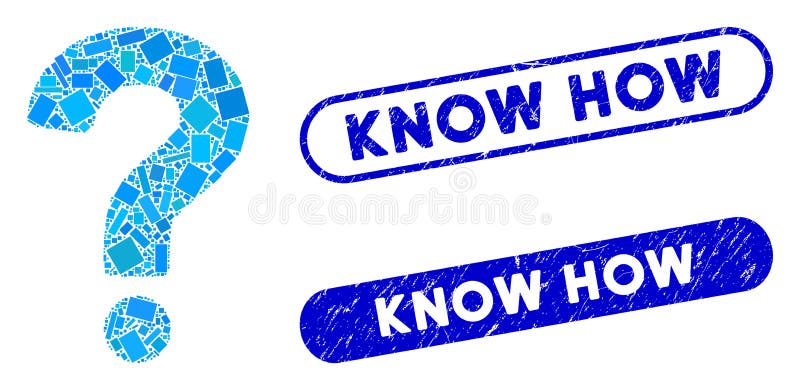 Rectangle Collage Query with Scratched Know How Stamps Stock Vector ...