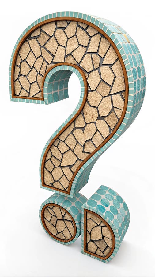 Mosaic Question Mark Sculpture with Blue and Brown Tiles Stock Image ...