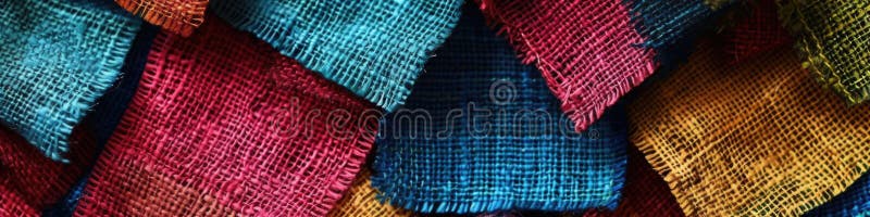 A Mosaic of Richly Textured Fabrics in Bold Primary Colors Stock Photo ...
