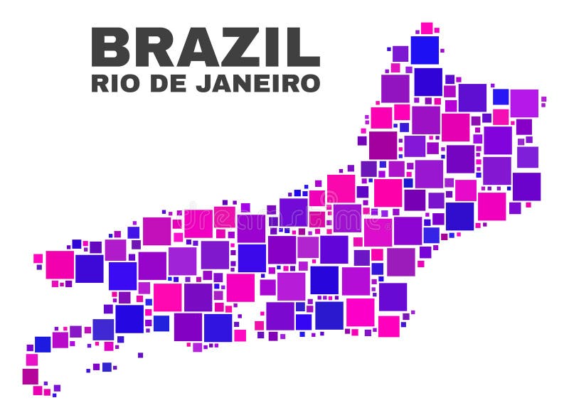 Mosaic Rio De Janeiro State Map of Square Elements Stock Vector ...