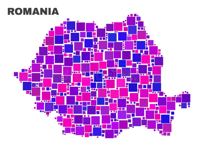 Mosaic Romania Map of Square Elements Stock Vector - Illustration of ...