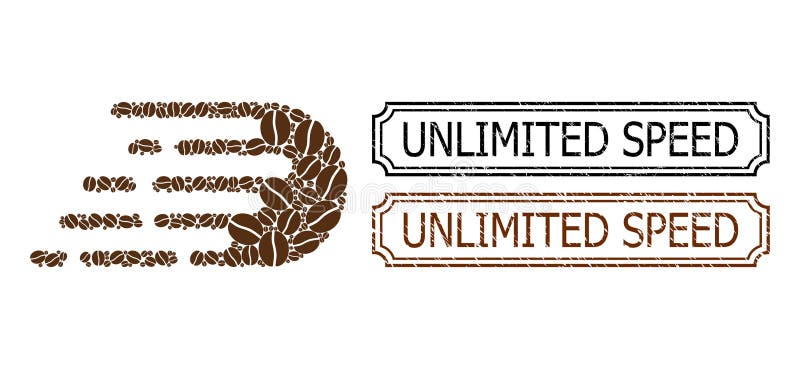 Unlimited Speed Grunge Badges with Notches and Rush Effect Mosaic of ...