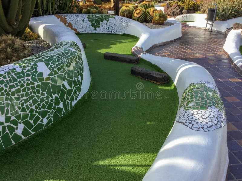 Mosaic Seating Area in Desert Garden Setting Stock Photo - Image of ...