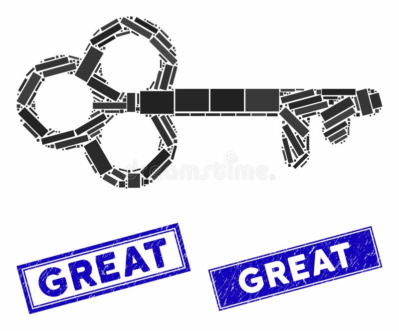 Secret Key Mosaic and Distress Rectangle Great Stamps Stock Vector ...