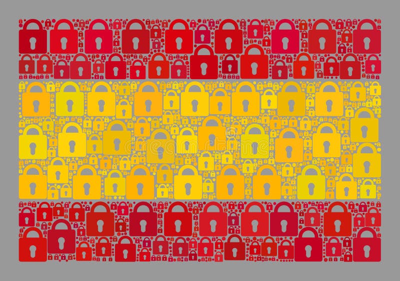 Protection Spain Flag - Collage with Lock Items Stock Vector ...