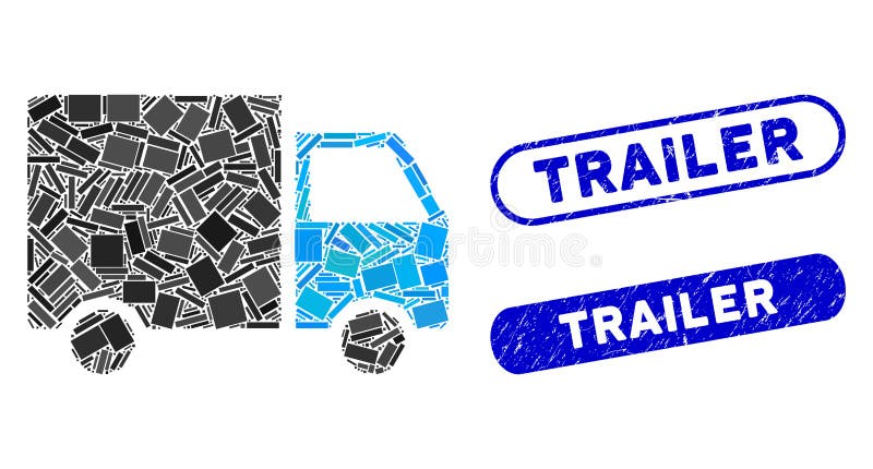 Rectangle Collage Shipment Van with Grunge Trailer Stamps Stock Vector ...