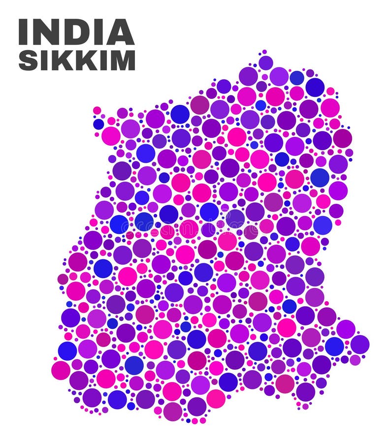 Mosaic Sikkim State Map of Round Elements Stock Vector - Illustration ...