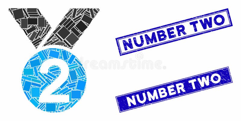 Silver Medal Mosaic and Distress Rectangle Number Two Stamp Seals Stock ...