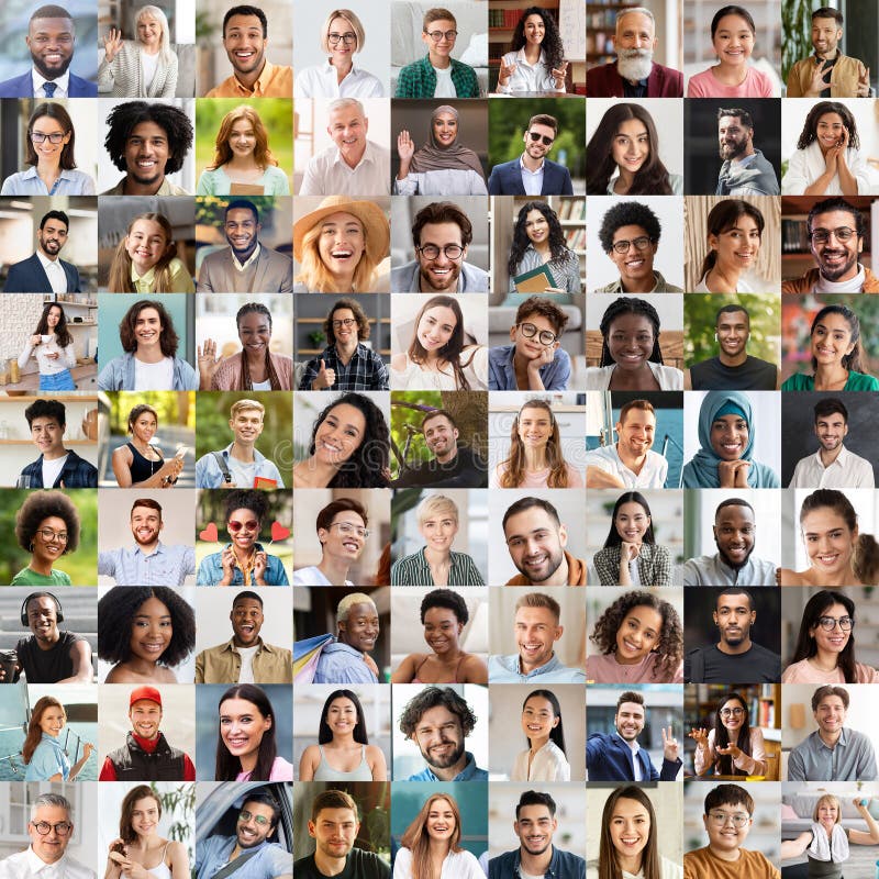 Mosaic of Smiling Multiracial People Different Ages, Collage Stock ... Mosaic of Smiling Multiracial People Different Ages, Collage Stock ...