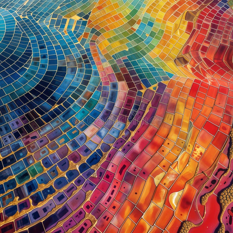 Mosaic Spectrum Color Wheel Made of Geometric Shapes. Rainbow Co Stock ...