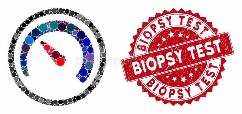 Collage Speedometer with Grunge Biopsy Test Stamp Stock Illustration ...