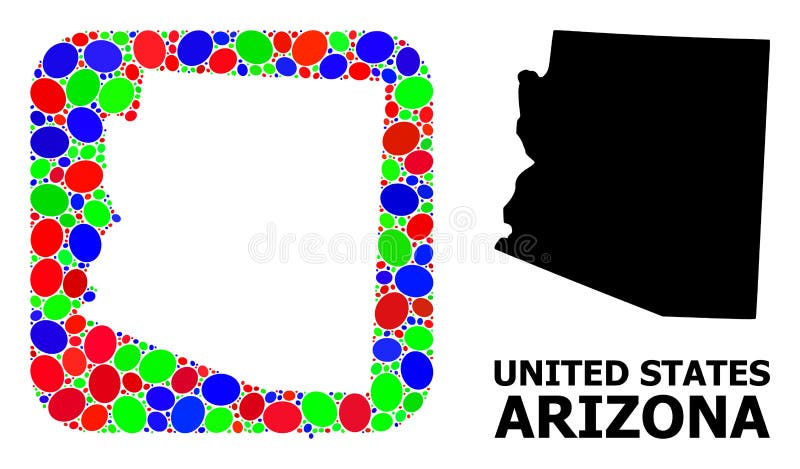 Mosaic Stencil and Solid Map of Arizona State Stock Vector ...