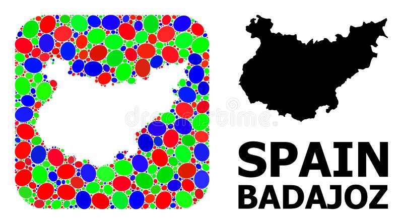 Mosaic Stencil and Solid Map of Badajoz Province Stock Vector ...