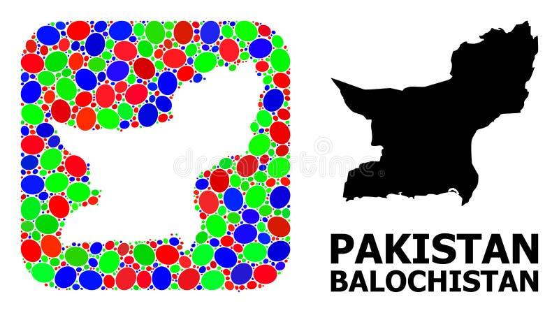 Mosaic Stencil and Solid Map of Balochistan Province Stock Vector ...