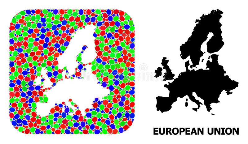 Mosaic Stencil and Solid Map of Euro Union Stock Vector - Illustration ...