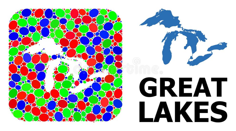 Mosaic Stencil and Solid Map of Great Lakes Stock Vector - Illustration ...
