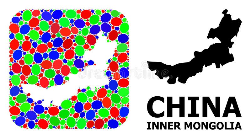 Mosaic Stencil and Solid Map of Inner Mongolia Stock Vector ...