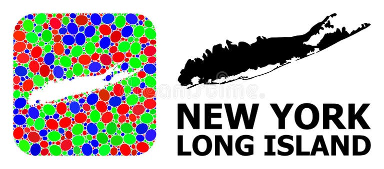 Mosaic Stencil and Solid Map of Long Island Stock Vector - Illustration ...