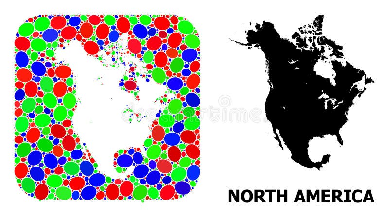 Mosaic Stencil and Solid Map of North America Stock Vector ...