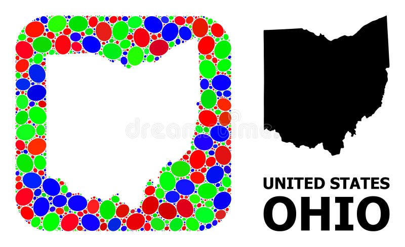 Mosaic Stencil and Solid Map of Ohio State Stock Vector - Illustration ...
