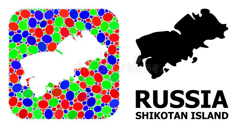 Mosaic Stencil and Solid Map of Shikotan Island Stock Vector ...