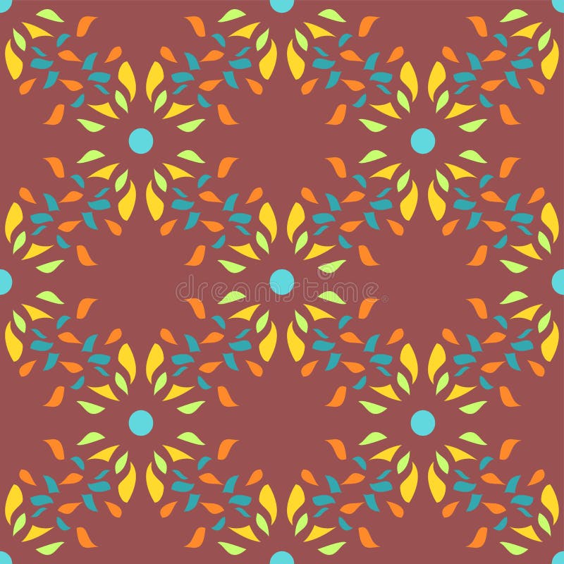 Mosaic Style Repeating Vector Pattern in Yellow, Teal Green and Blue on ...