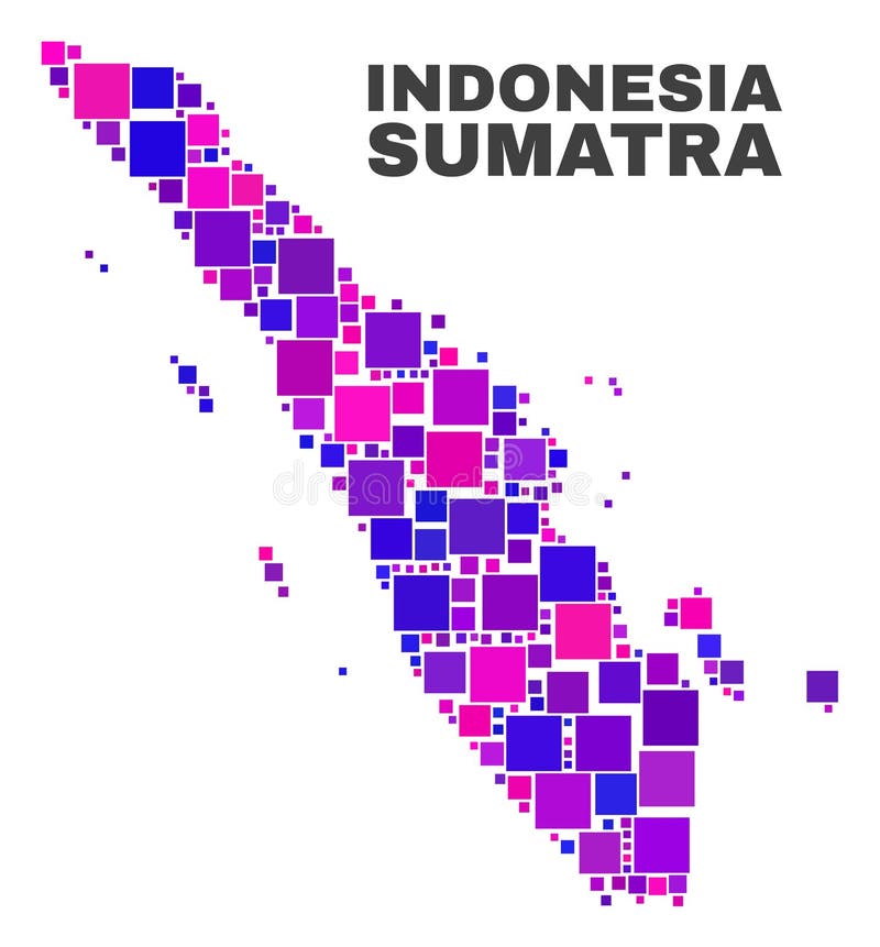 Mosaic Sumatra Map of Square Elements Stock Vector - Illustration of ...
