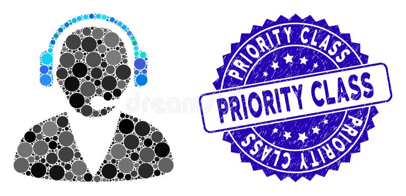 Mosaic Support Operator Icon with Distress Priority Class Seal Stock ...