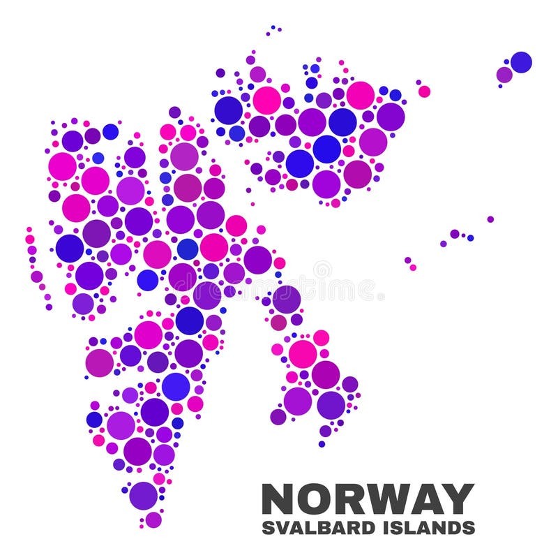 Mosaic Svalbard Islands Map of Round Elements Stock Vector ...