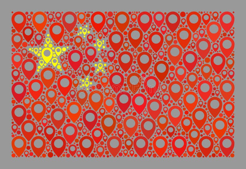 Pointer China Flag - Collage with Pin Icons Stock Vector - Illustration ...