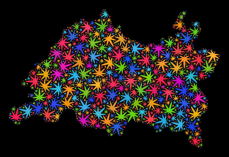 Mosaic Tatarstan Map of Multi-Colored Marijuana Leaves Stock Vector ...