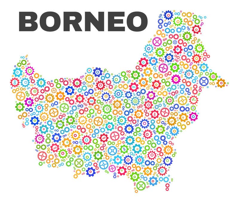 Mosaic Borneo Map of Gear Items Stock Vector - Illustration of abstract ...