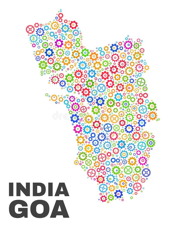 Mosaic Goa State Map of Gear Items Stock Vector - Illustration of gear ...