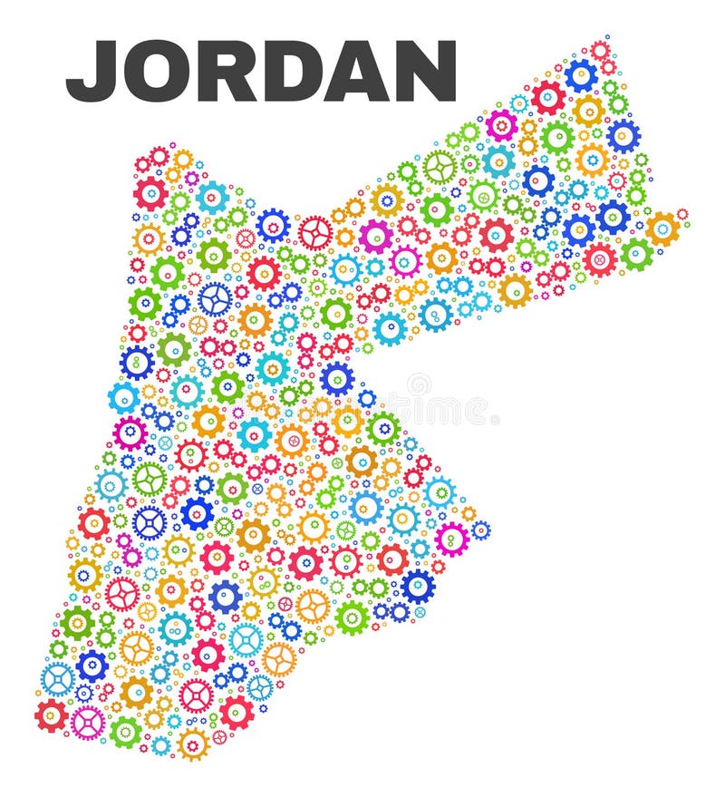 Mosaic Jordan Map of Gear Elements Stock Vector - Illustration of ...