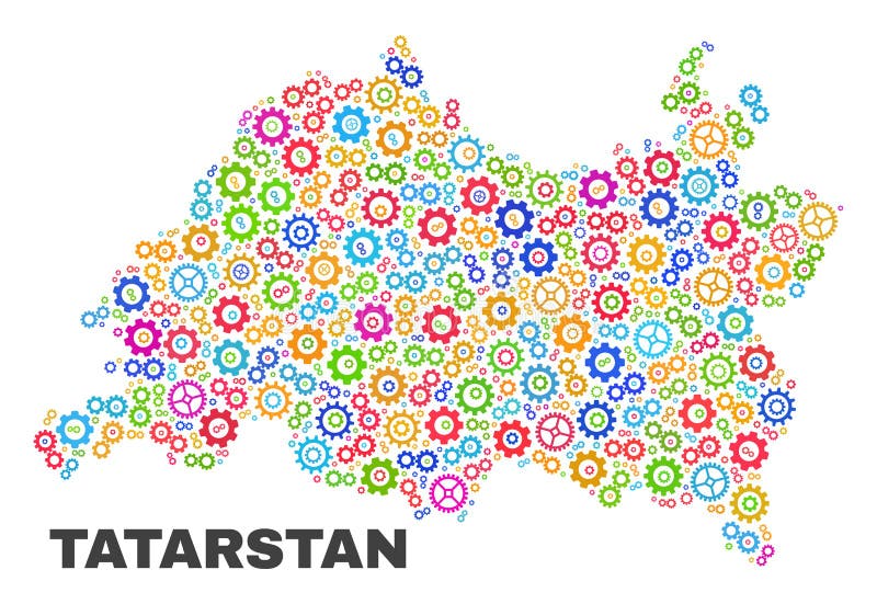 Mosaic Tatarstan Map of Cogwheel Items Stock Vector - Illustration of ...