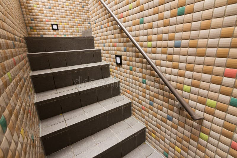 Mosaic Texture Wall with Stairs Stock Photo - Image of construction ...