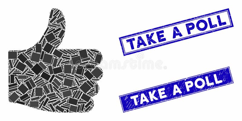 Thumb Up Mosaic and Grunge Rectangle Seals Stock Illustration ...